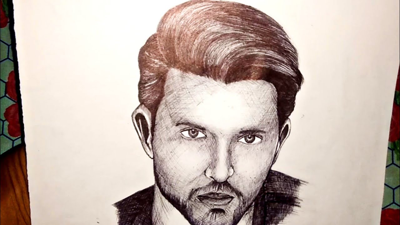 Drawing face with ball pen | part02 | Sahil's Art - YouTube