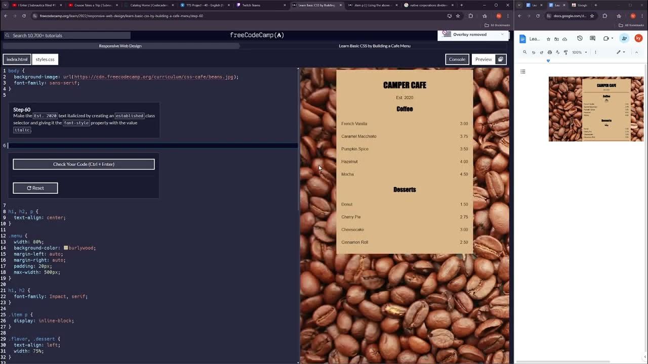 Learn Basic CSS by Building a Cafe Menu #2 - YouTube