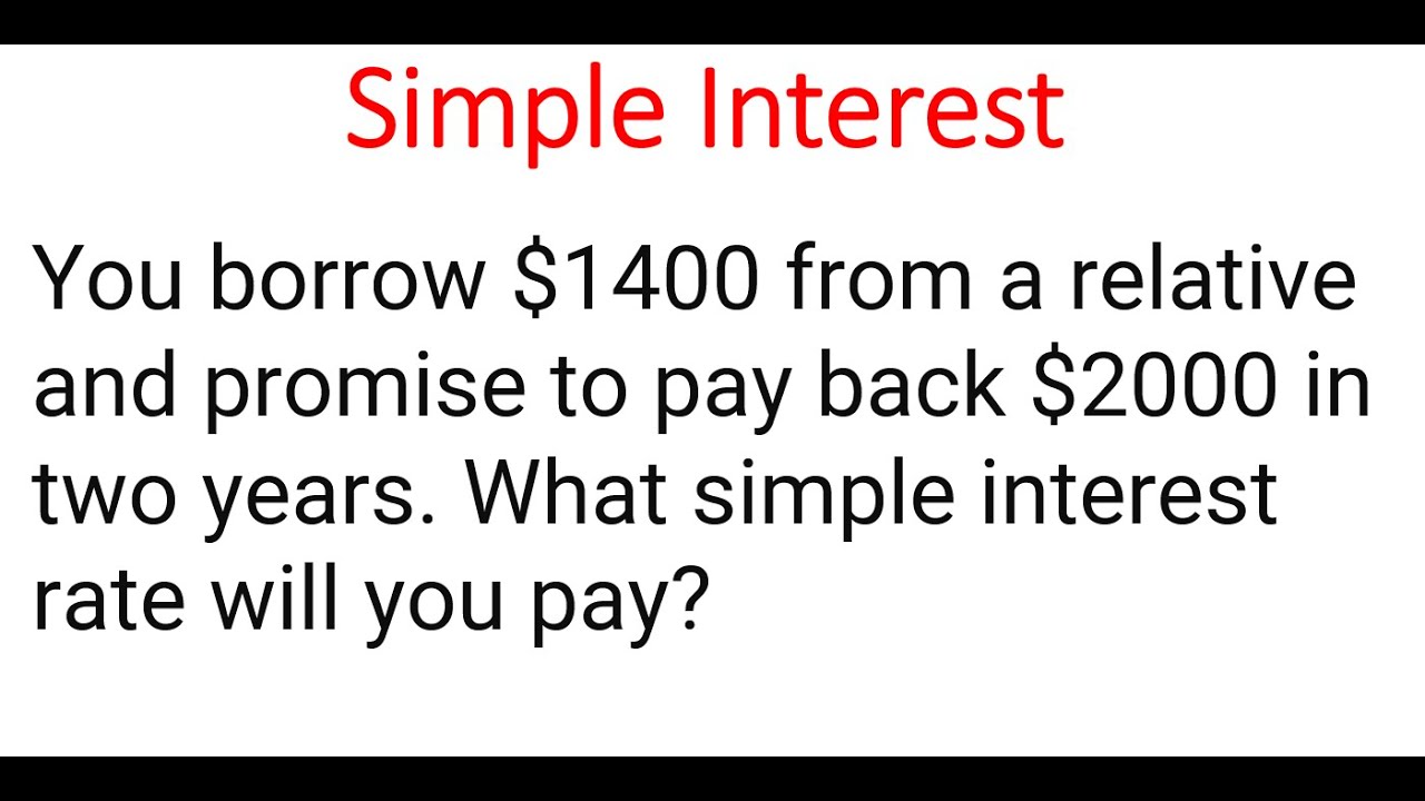 Simple Interest Rate On Loan - YouTube