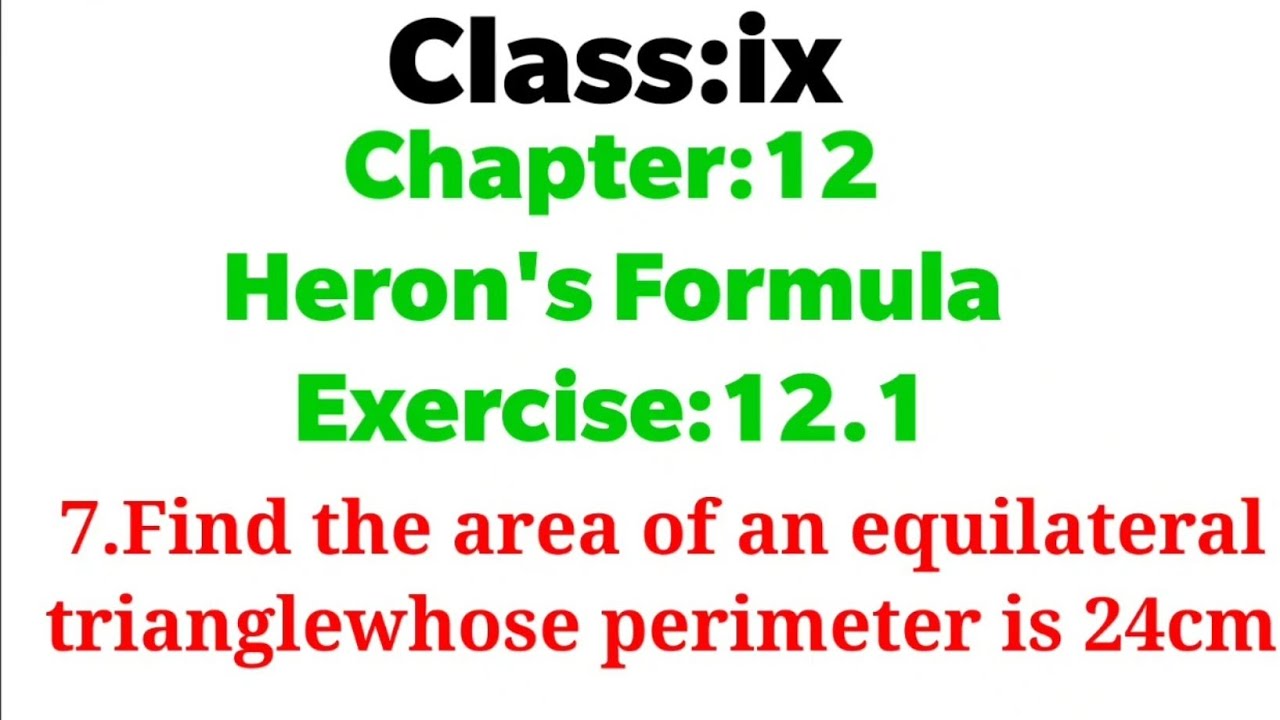 Find the area of an equilateral triangle whose perimeter is 24cm ...