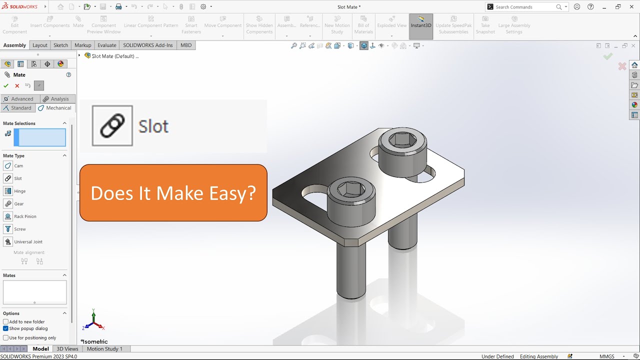 Quick Tips - Slot Mate In Solidworks - YouTube