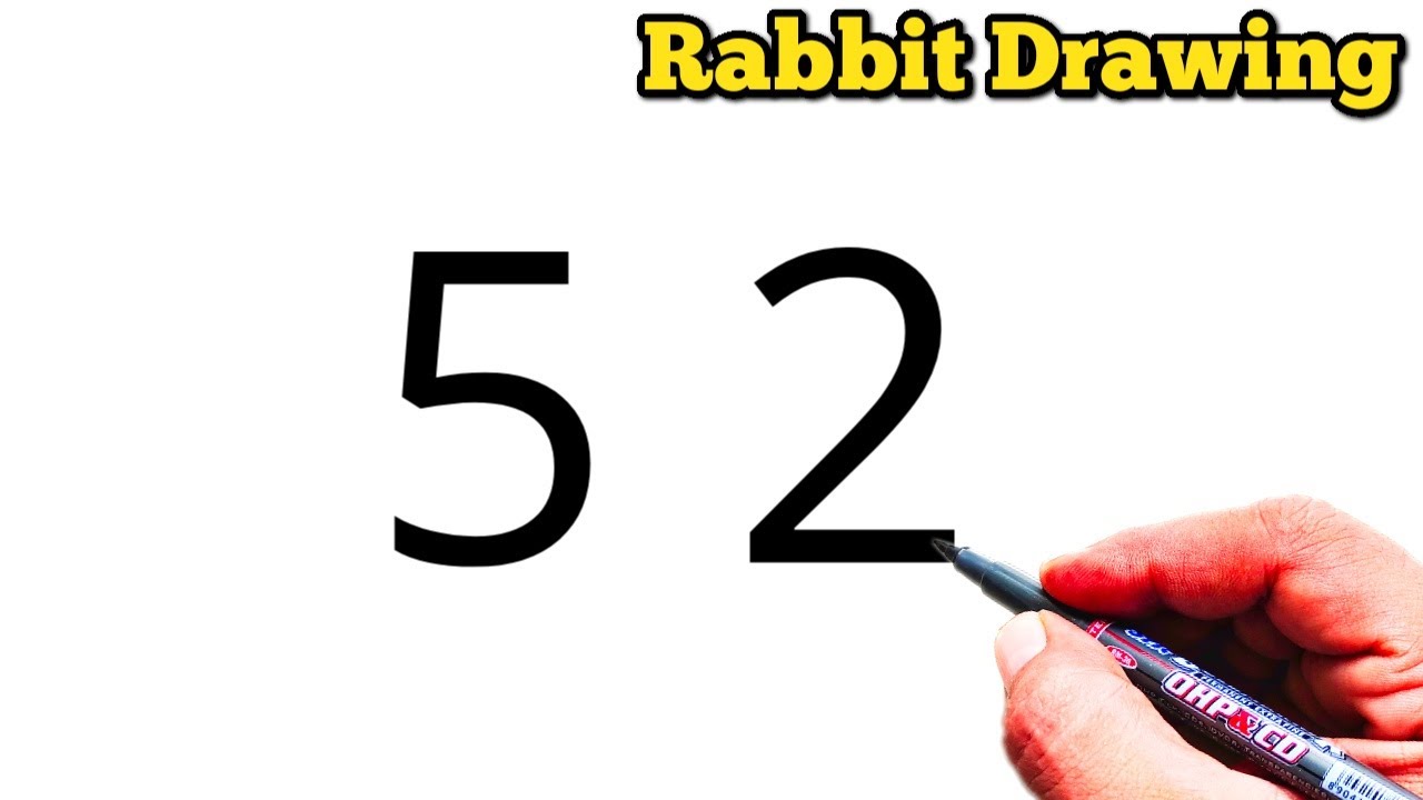 How to Draw Rabbit From Number 52 | Number Drawing - YouTube