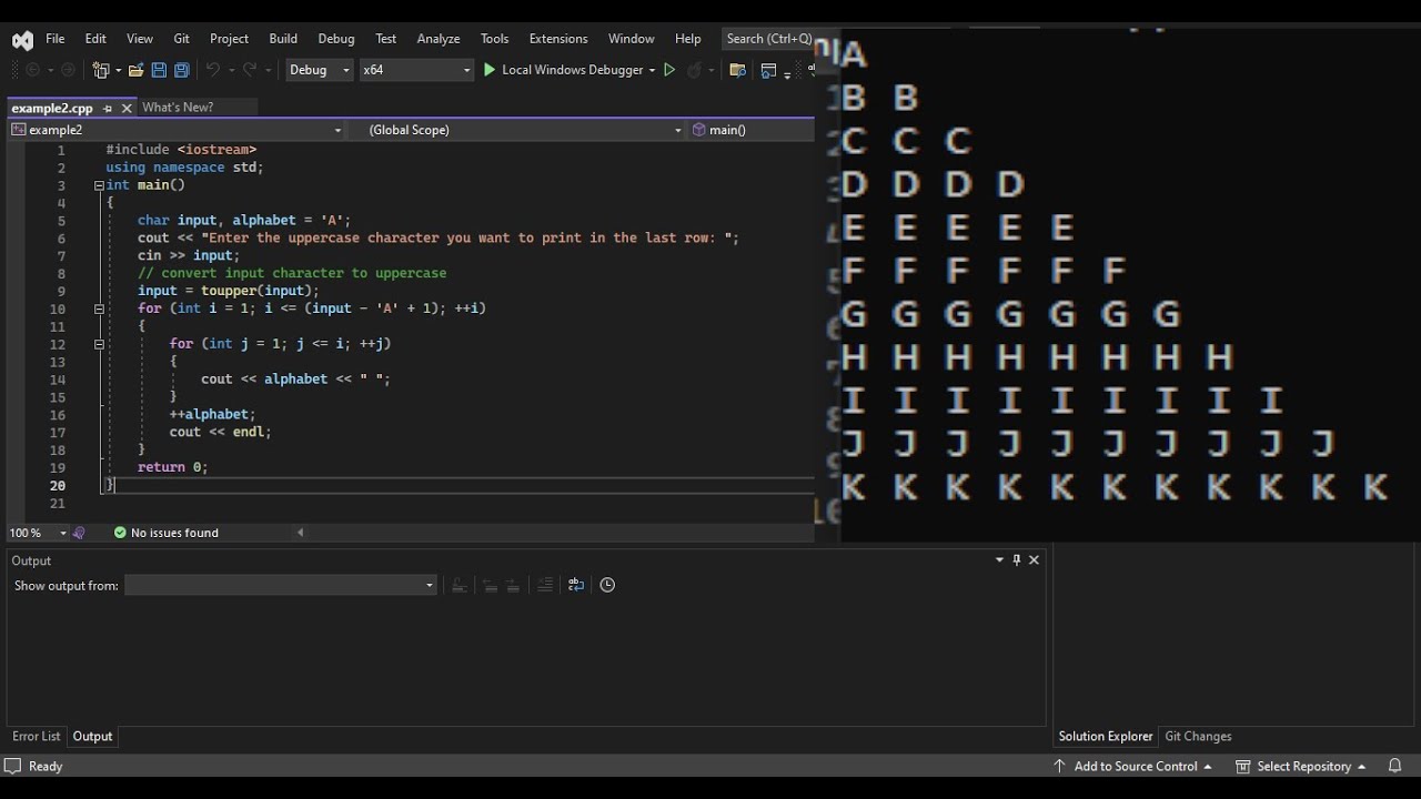 Program To Print Half Pyramid Using Alphabets YouTube Program To Print Half Pyramid Using Alphabets YouTube