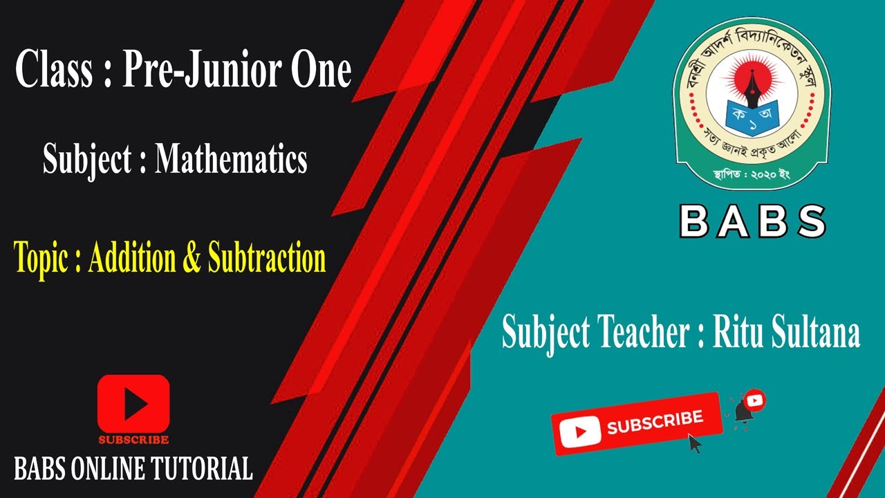 Class : Pre-Junior One, Subject : Mathematics, Topic : Addition ...