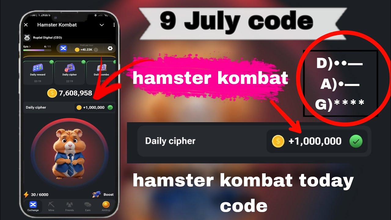 Hamster Kombat 9July Cipher Code | 9 july cipher code hamster kombat ...