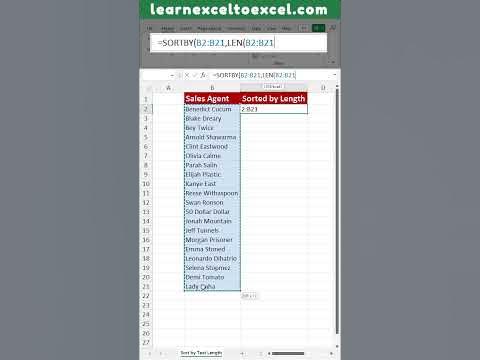 How to Sort Data by Text Length in Excel using SORTBY Function in Excel Formula - YouTube