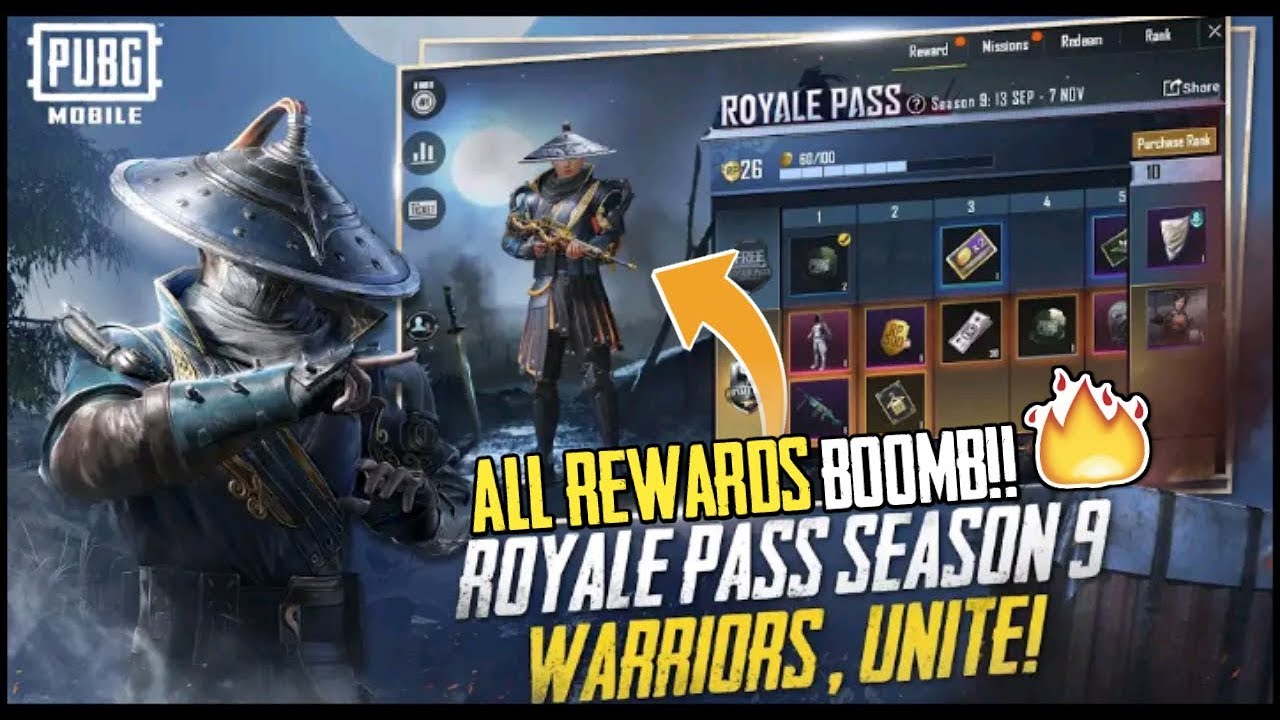 Pubg Mobile Season 9 All rewards are Here!!1 to 100 Royal Pass Rewards ...