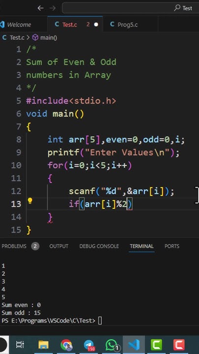 Array - Sum of Even and Odd numbers in an array #interview #placement ...