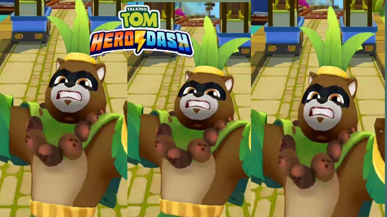 TALKING TOM HERO DASH -- HERO TOM BEAT 10 COCONUT RACCOONS IN A ROW ...