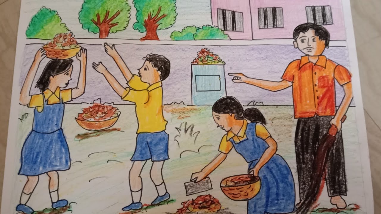 Cleanliness In School Memory Drawing - YouTube