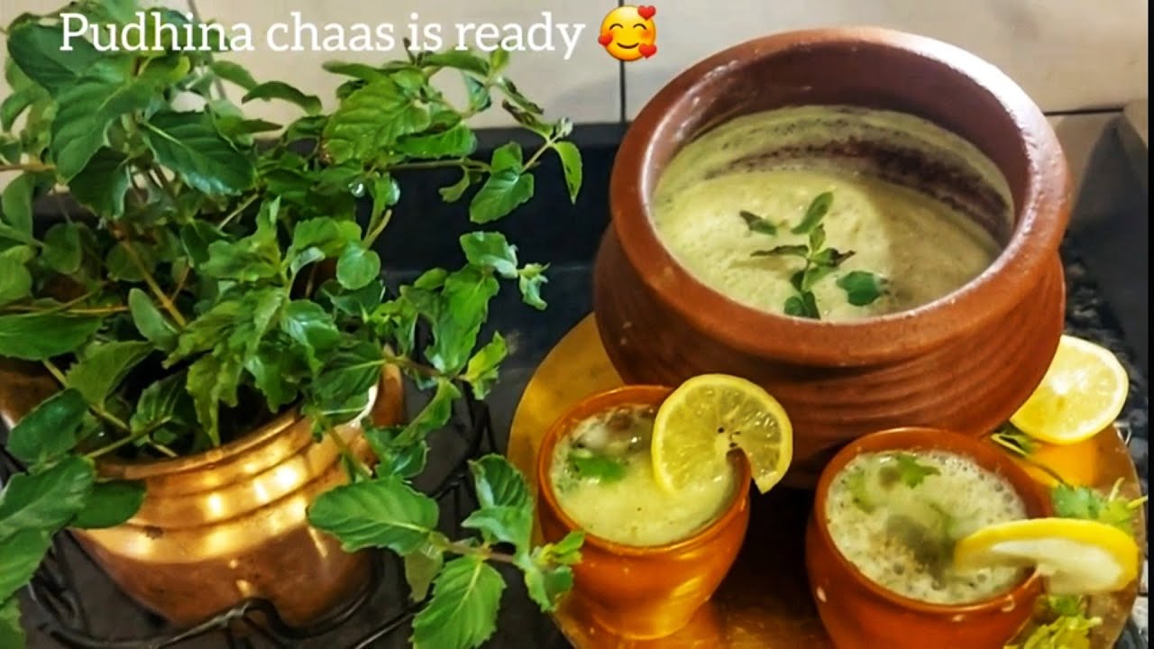 Mint chaas/mint masala more/pudhina chaas/healthy home made drinks for ...