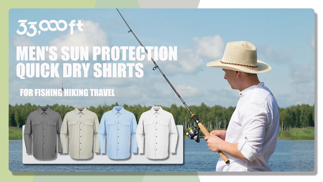 Men’s Long Sleeve Sun Protection Shirt UPF 50+ UV Quick Dry Cooling ...