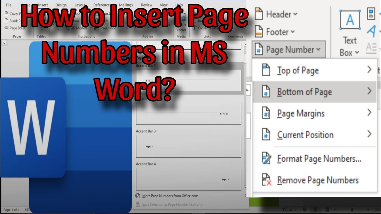 How to Insert Page Numbers in MS Word | Insert Page - YouTube
