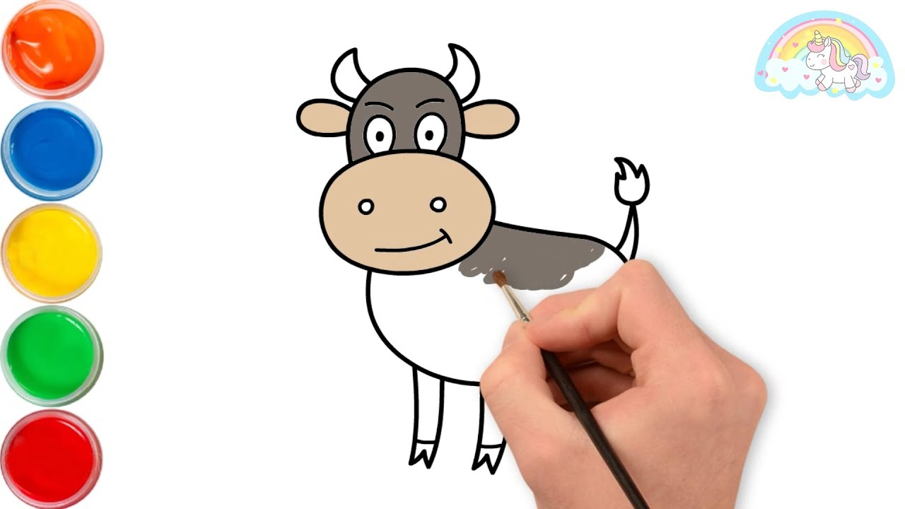 How to draw and color a BULL for kids EASY and STEP BY STEP? 😍🌹 - YouTube