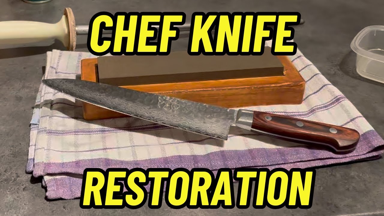 Restoring the edge of a damaged Chef knife - YouTube