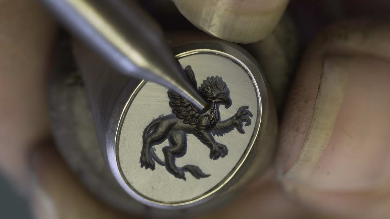 Making a Signet Ring with Engraved Gemstone | Intaglio of Blue Layered ...
