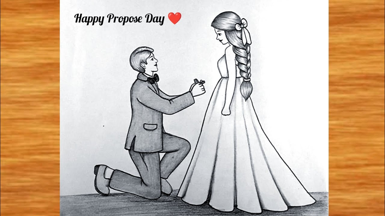 How to Draw a Boy Propose Her Girlfriend | valentine couple drawing ...