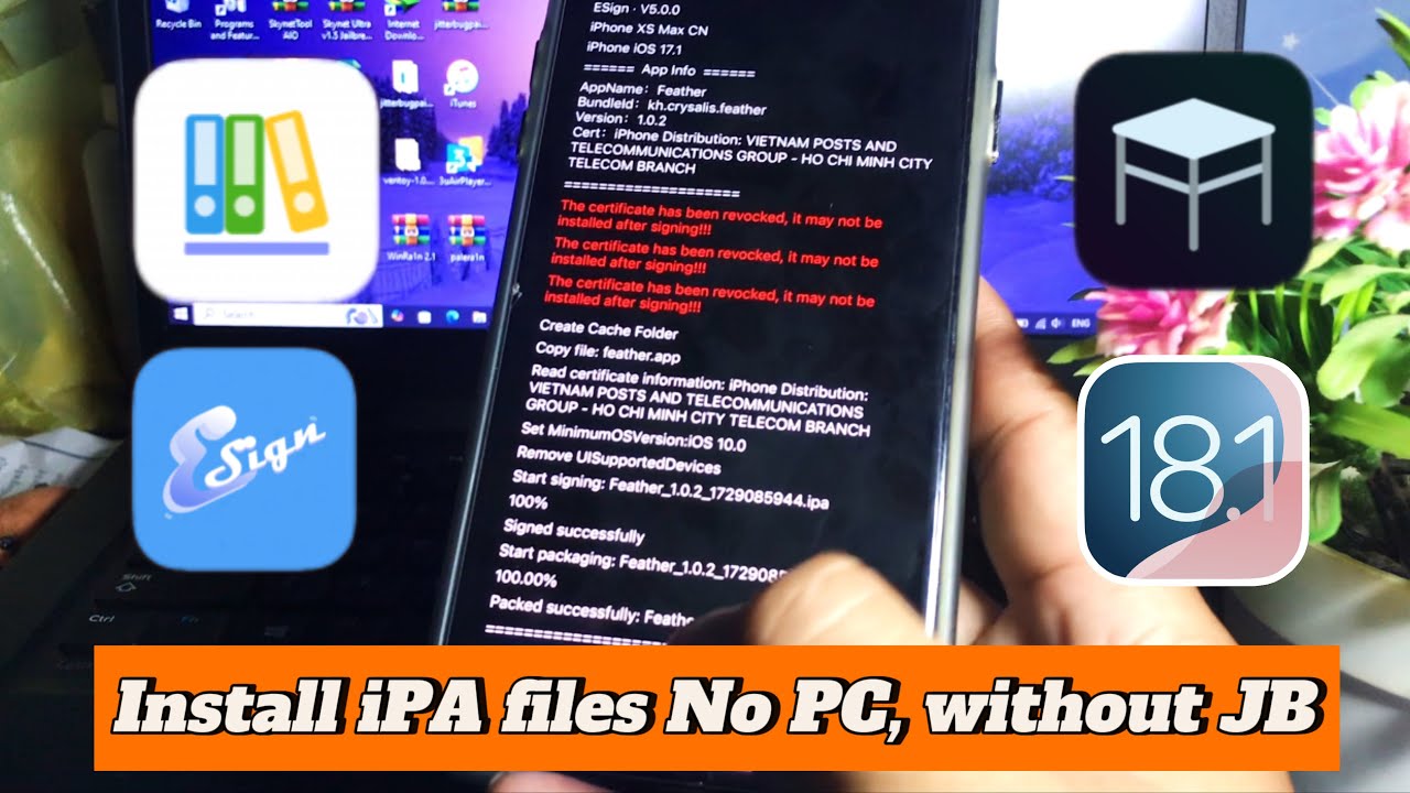 How to install iPA files No Revoke, No Computer, without JB | Working ...