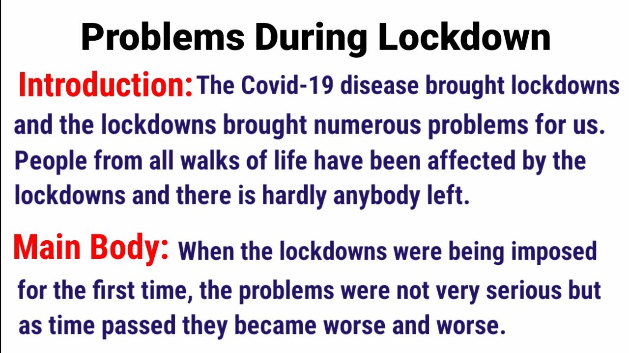 Short essay on 'Problems During Lockdown' || Essay on Life during ...
