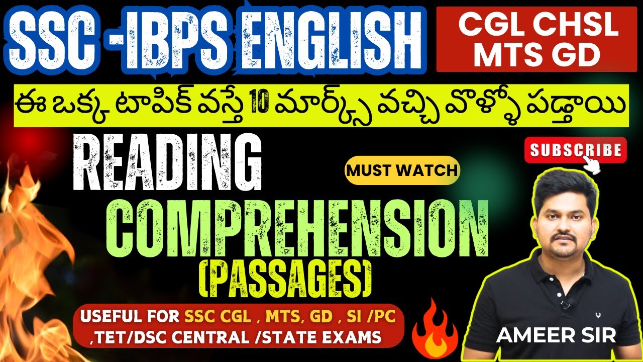 READING COMPREHENSION (PASSAGES) FOR COMPETETIVE EXAMS |IBPS PO CLERK |SSC CGL CHSL MTS GD BY ...