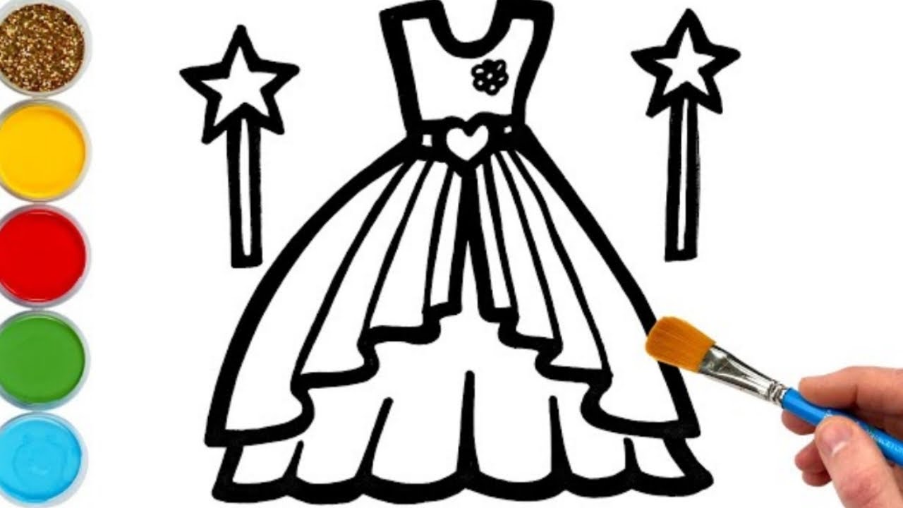 How To Draw A Princess Dress Drawing For Kids, Toddlers || Cute ...