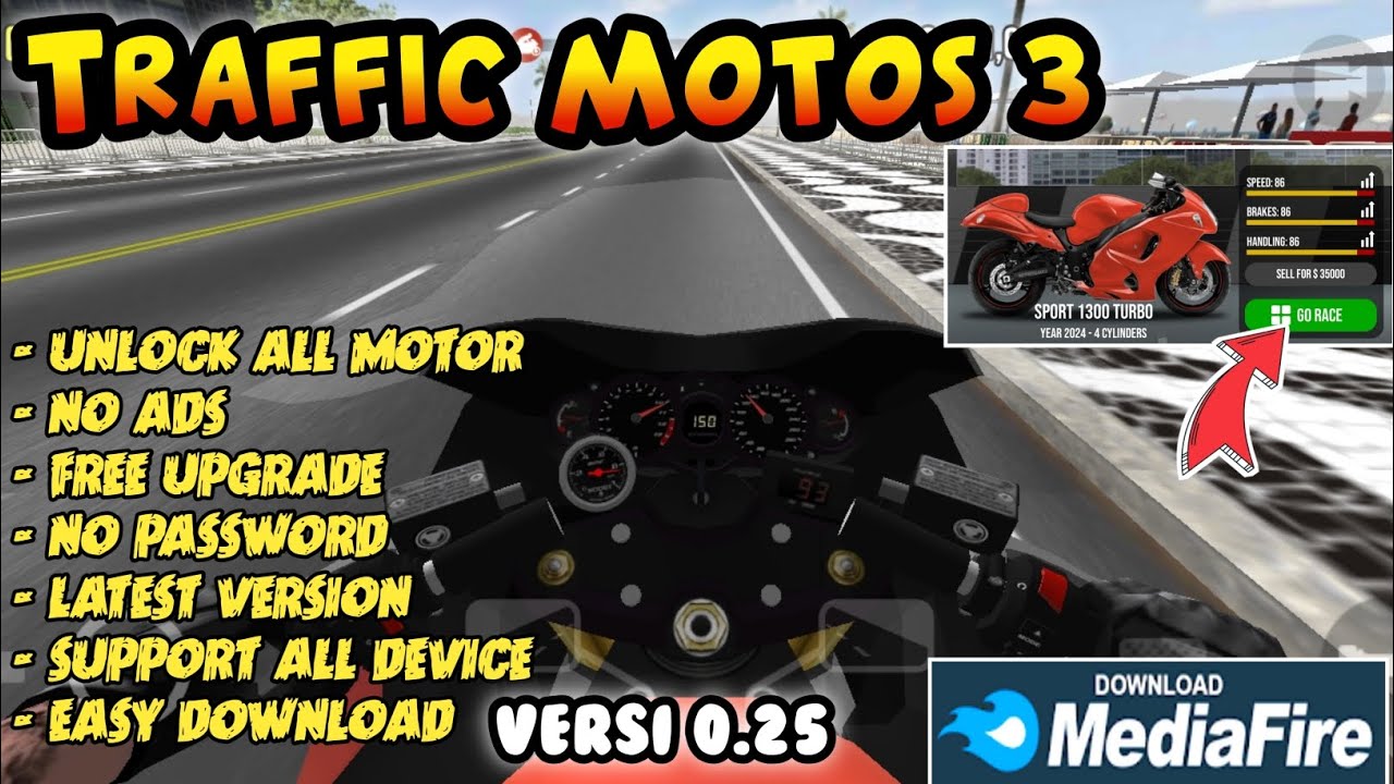 Download Traffic Motos 3 Unlock All Motor No Password Versi 0.25 - YouTube