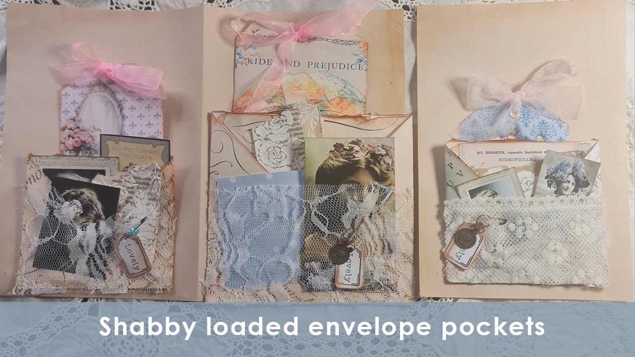 Let's Create: Shabby envelope loaded pockets for your journals - YouTube