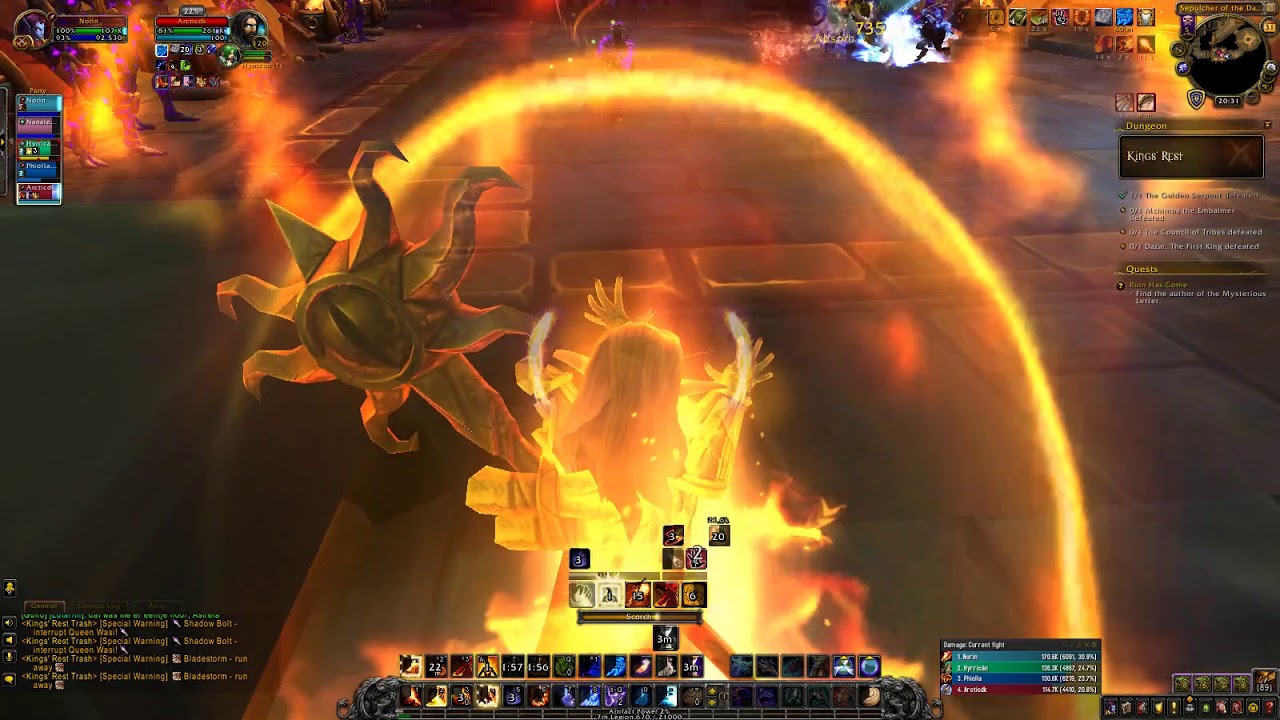 World of warcraft Battle for Azeroth , Kings Rest Mythic Fire mage PoV ...