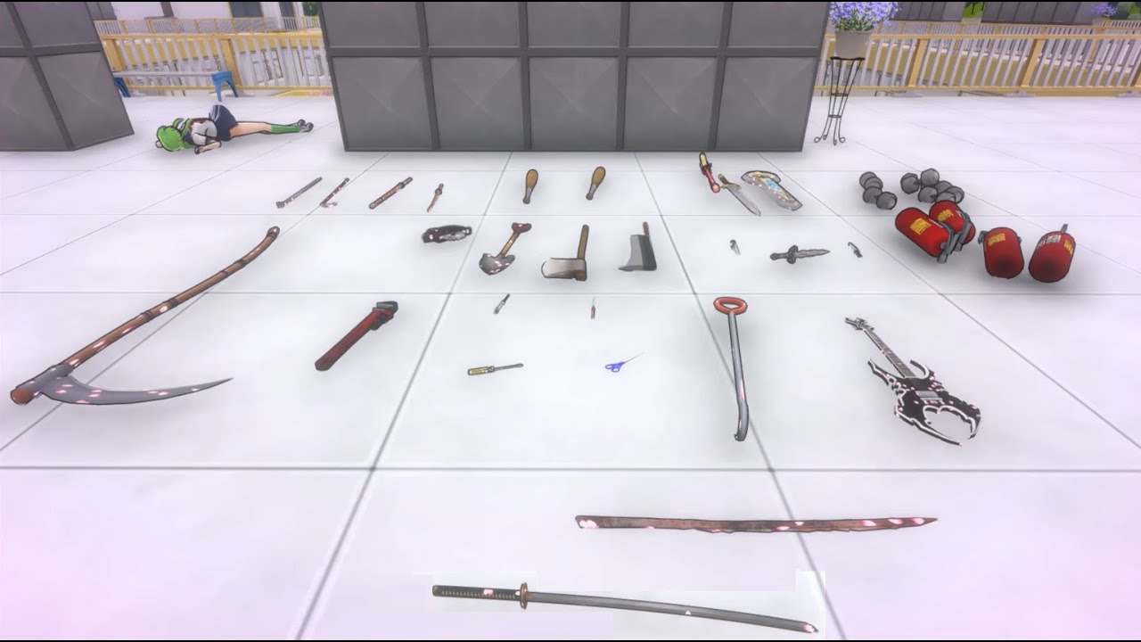 Все оружие из игры Яндере симулятор / Yandere Simulator - YouTube