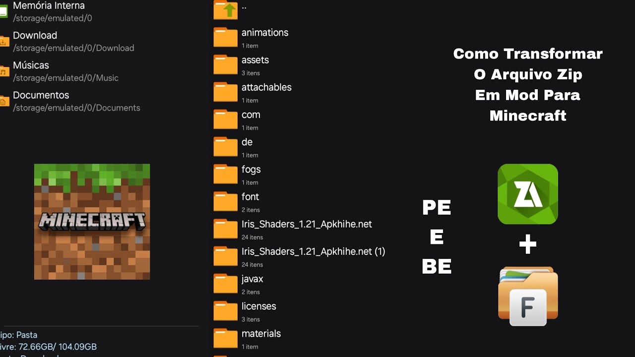 Como Transformar O Arquivo Zip Em Mod No Minecraft [PE & BE] - YouTube