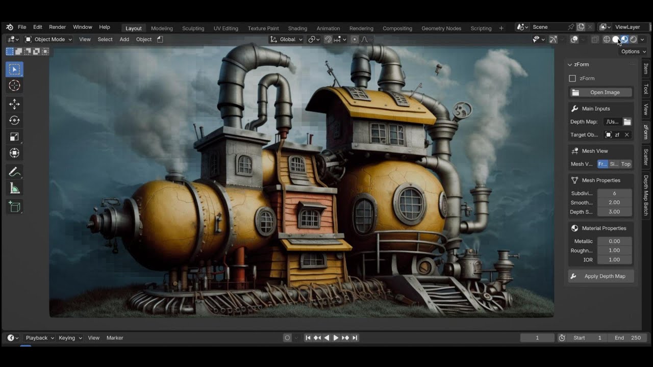 Let's convert some more images and depth maps to 3D mesh in Blender ...