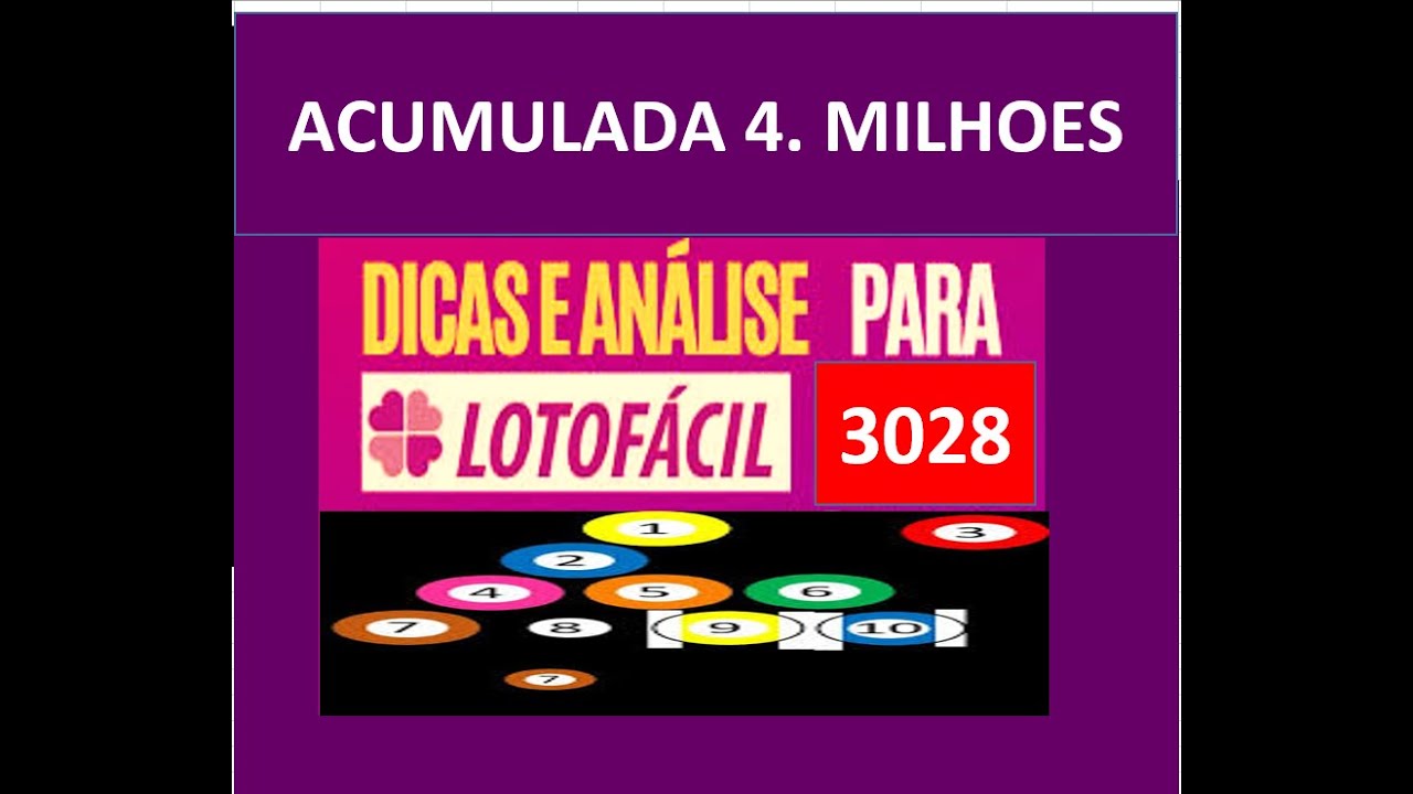 LOTOFACIL 3028 ACUMULADA 4 MILHOES DICAS PARA JOGAR - YouTube