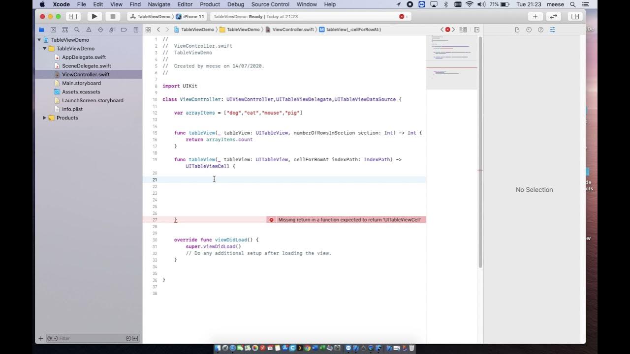 Populate a TableView using Xcode/Swift IOS 14 - YouTube
