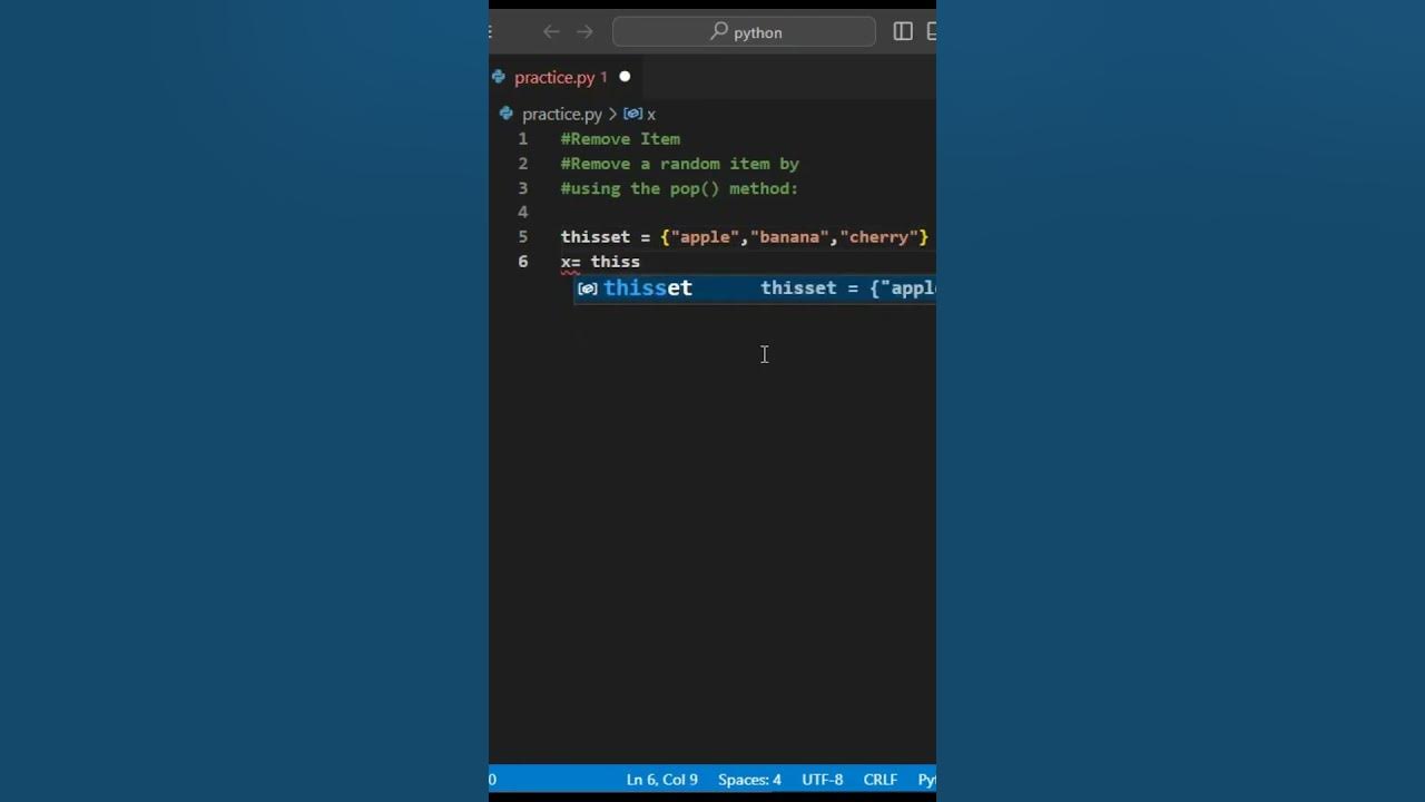 Remove Item Python Pythoncoding Pythonprogramming Code Programming Youtube