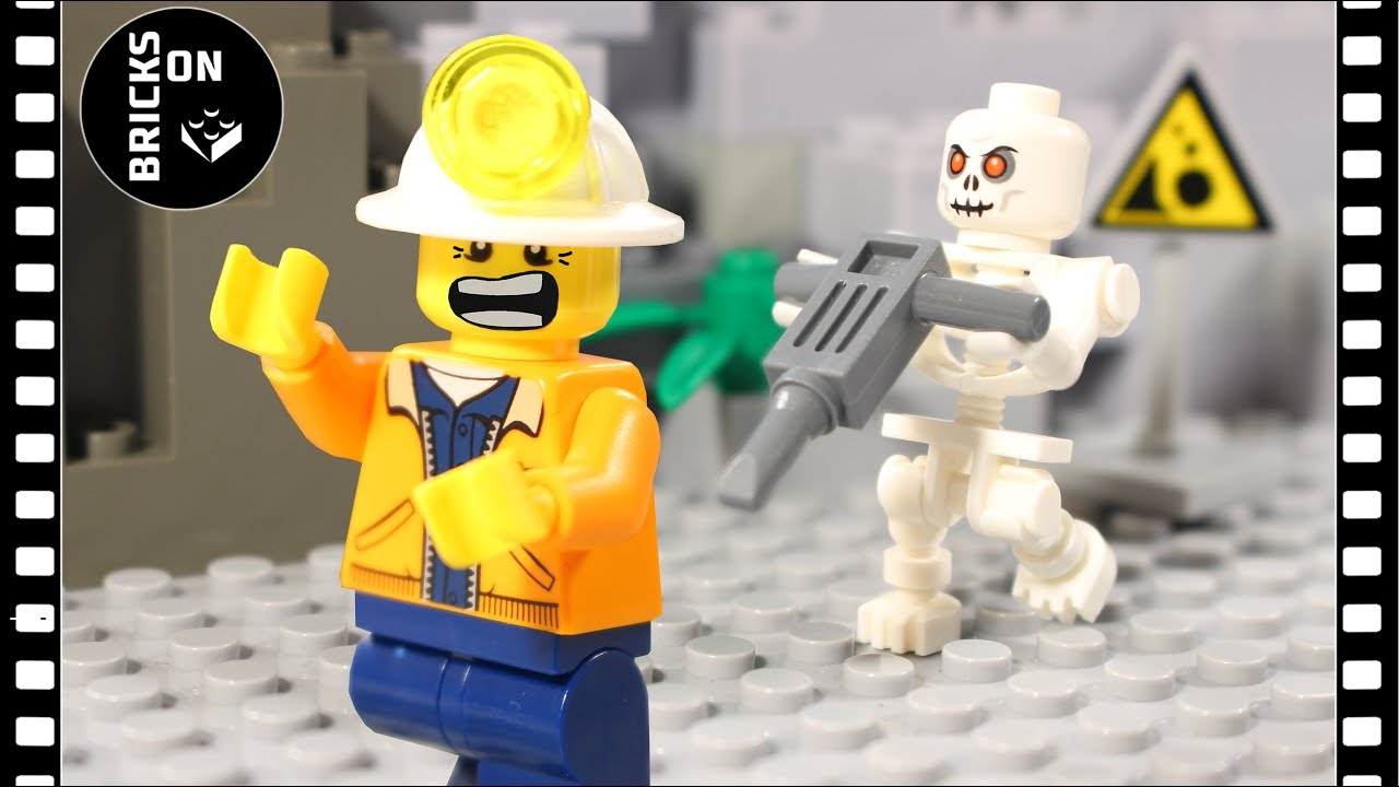 Lego Jackhammer Skeleton Showdown Trouble in Mines Tunnels Funny Mining ...
