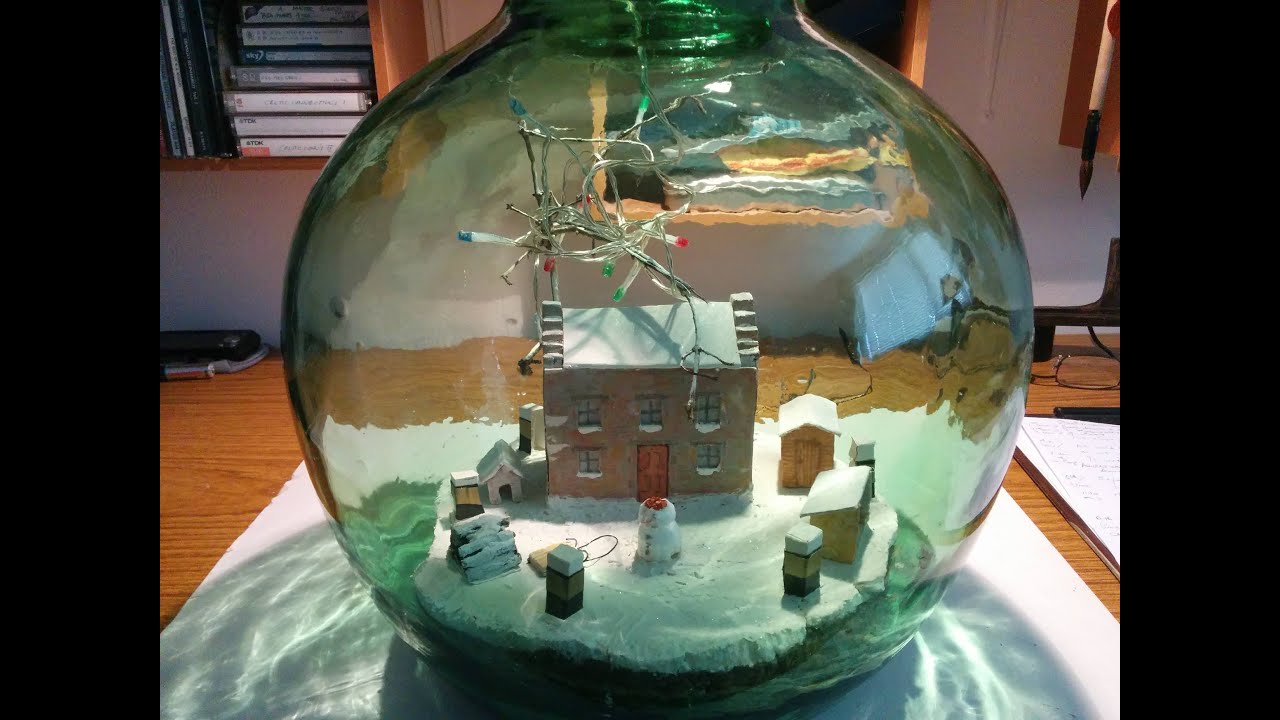 Making a Christmas snow scene diorama in a bottle - YouTube