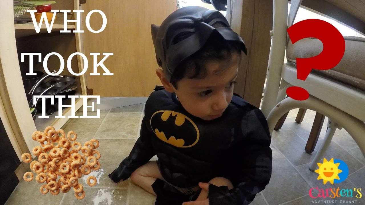 Batman finds the missing Cheerios Carstens Adventure Channel - YouTube