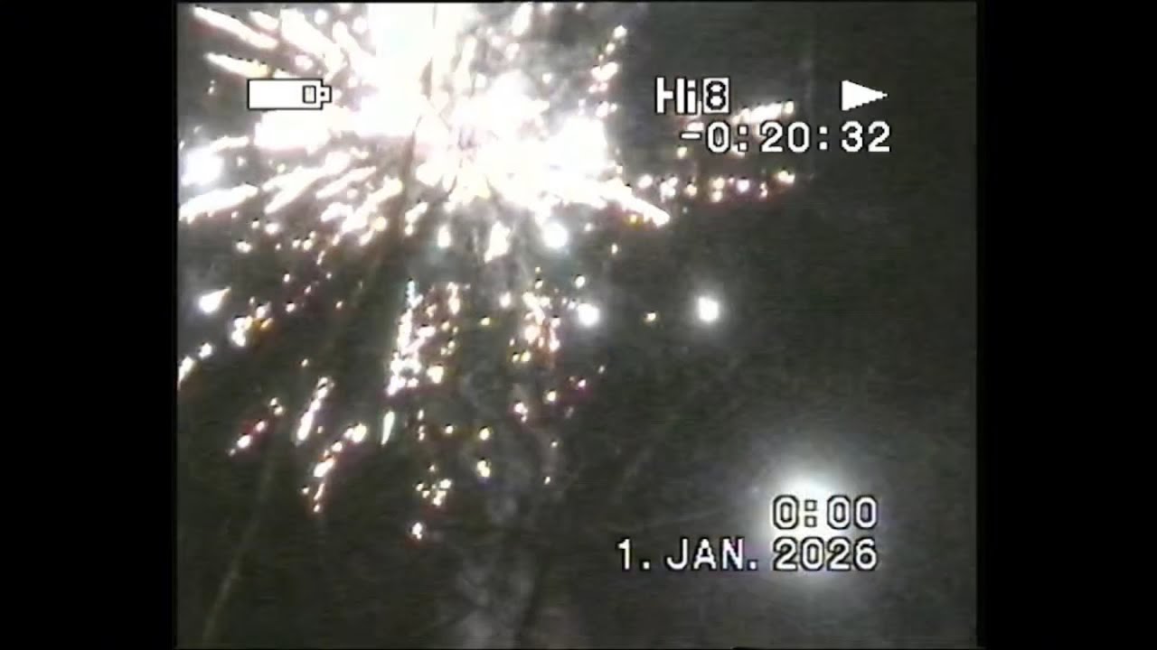 New Years Countdown 2026 Fireworks VHS Skyline Footage Hi8 Handycam ...