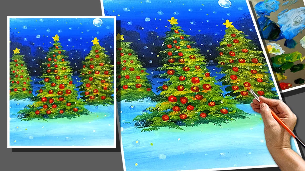 Christmas Is Coming | How to Paint a Christmas Tree | acrylic painting ...