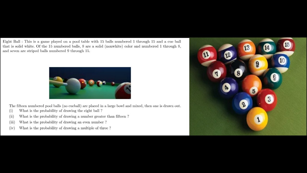Probability Word Problem Involving Eight Ball Pool - YouTube