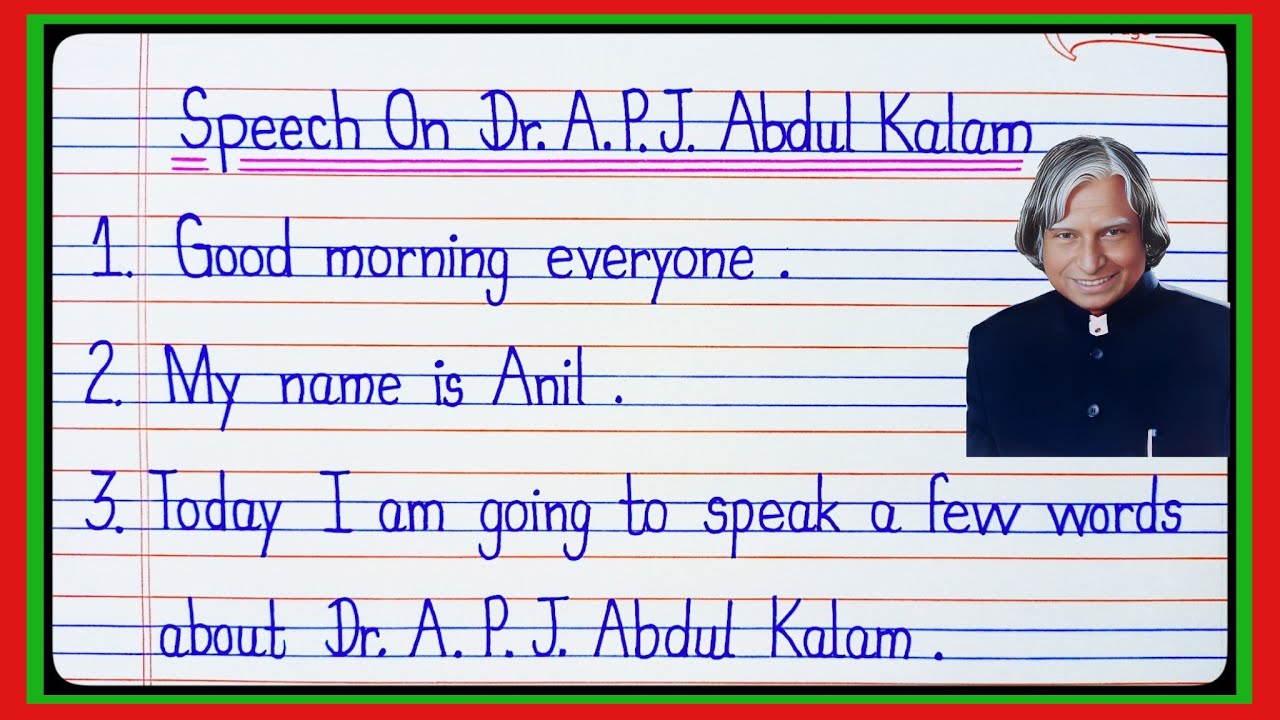Speech On Dr APJ Abdul Kalam in English | Dr APJ Abdul Kalam Speech in ...