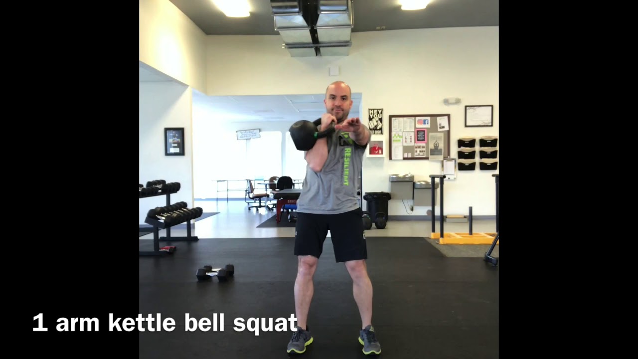 1-arm KB squat - YouTube