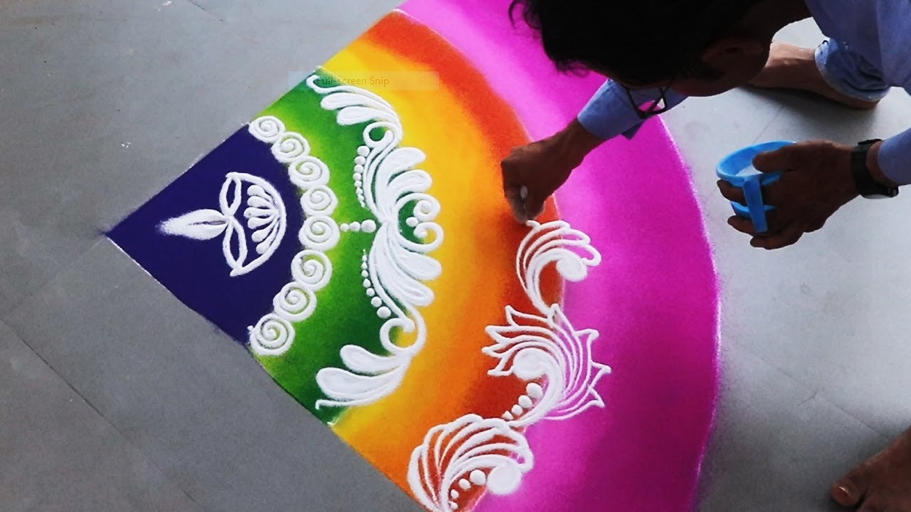 Freehand easy corner rangoli design. - YouTube