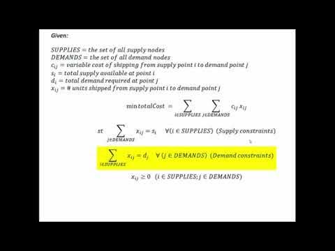 Pyomo Transportation Problem - Sets Parameters and Data File (Part 1) - YouTube