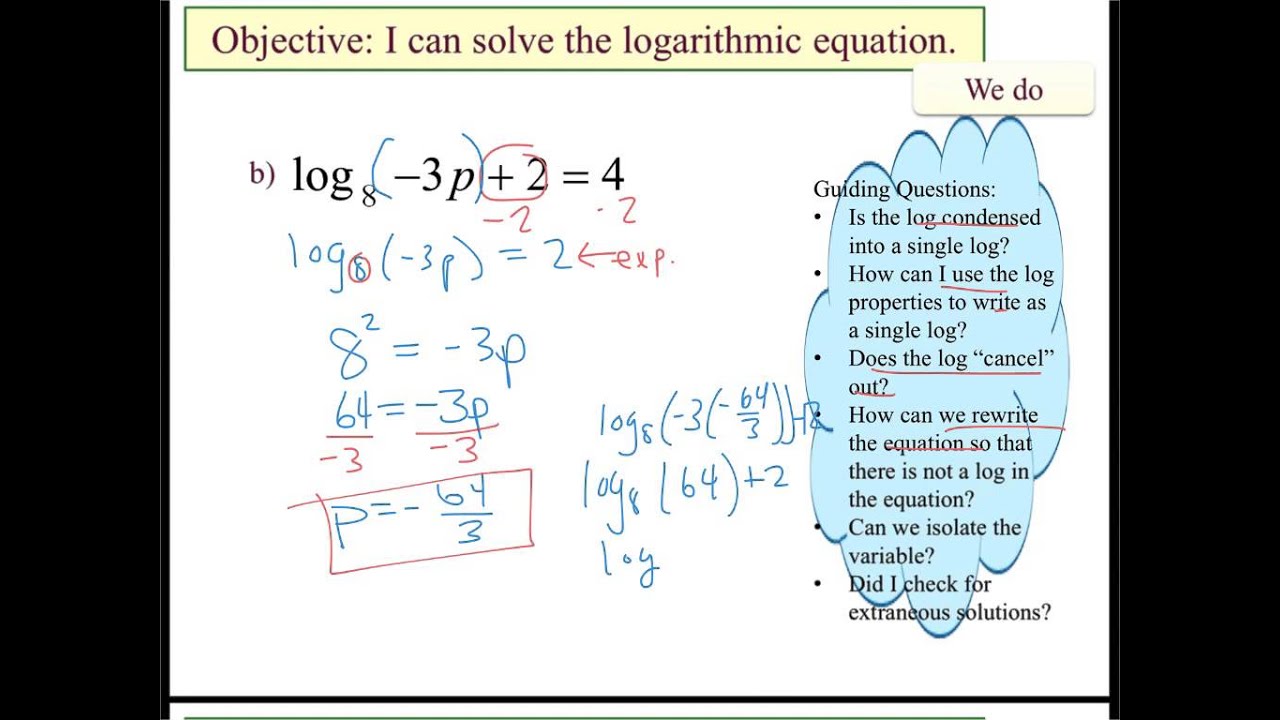 solve log equation requiring isolation - YouTube
