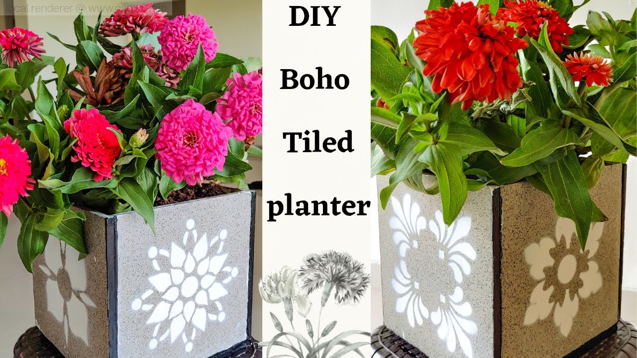 DIY Tile Planter | How to make Ceramic Pot | BOHO PLANTER | DIY Home ...