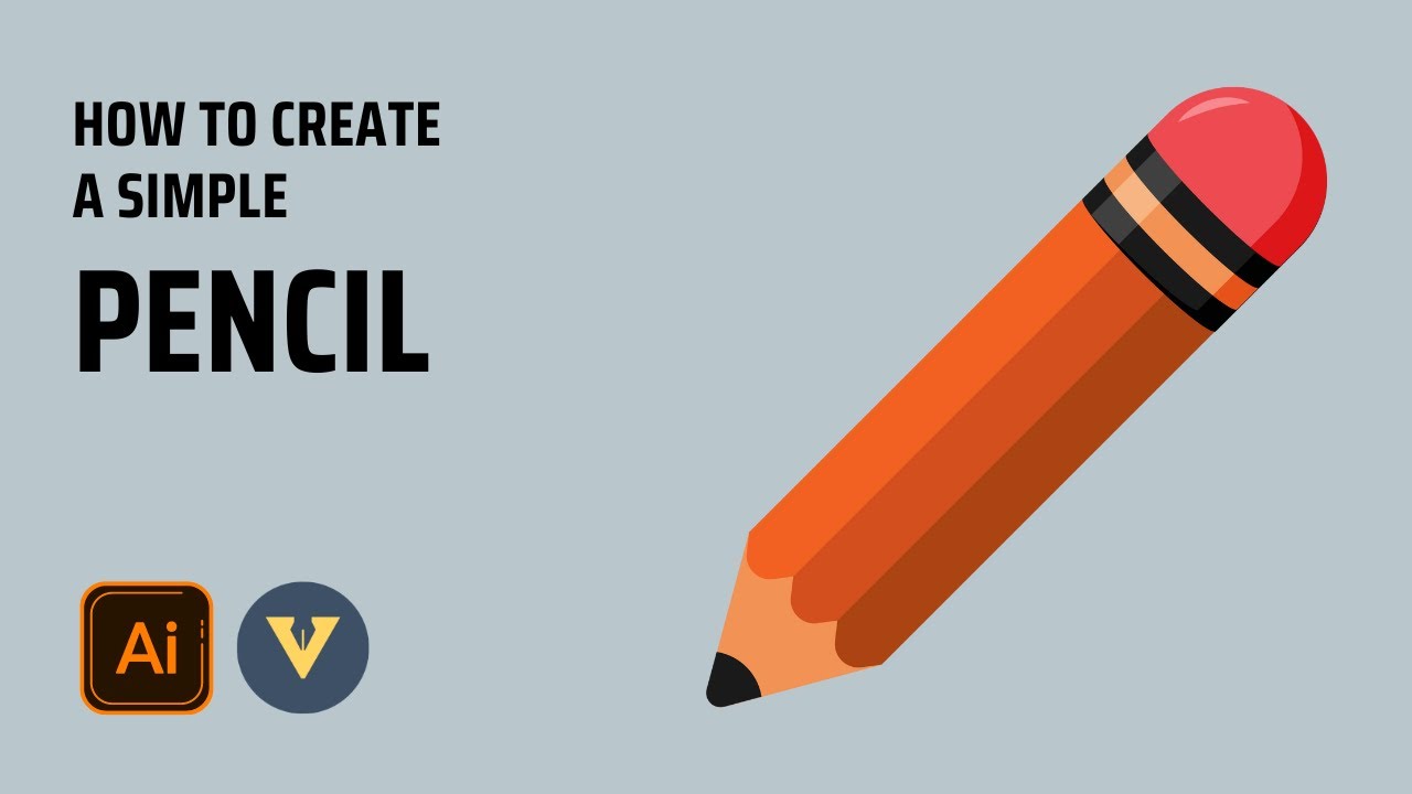 Adobe Illustrator Tutorial - Create Simple Pencil Flat Design - YouTube