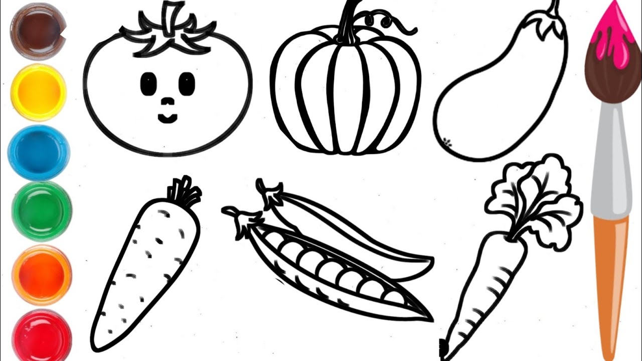 how to draw vegetables||vegetables drawing||draw vegetables||kids easy ...