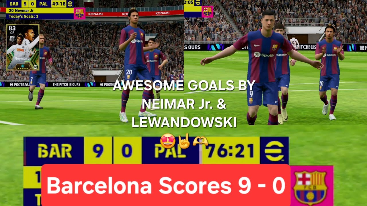 Barcelona Scores 9-0. Awesome Goals By NEIMAR Jr. & LEWANDOWSKI🤩🤘🫶# ...