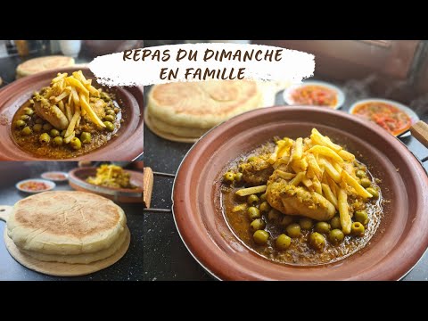 Repas du Dimanche en famille: POULET AUX OLIVES ET PAIN MATLOU3 - YouTube